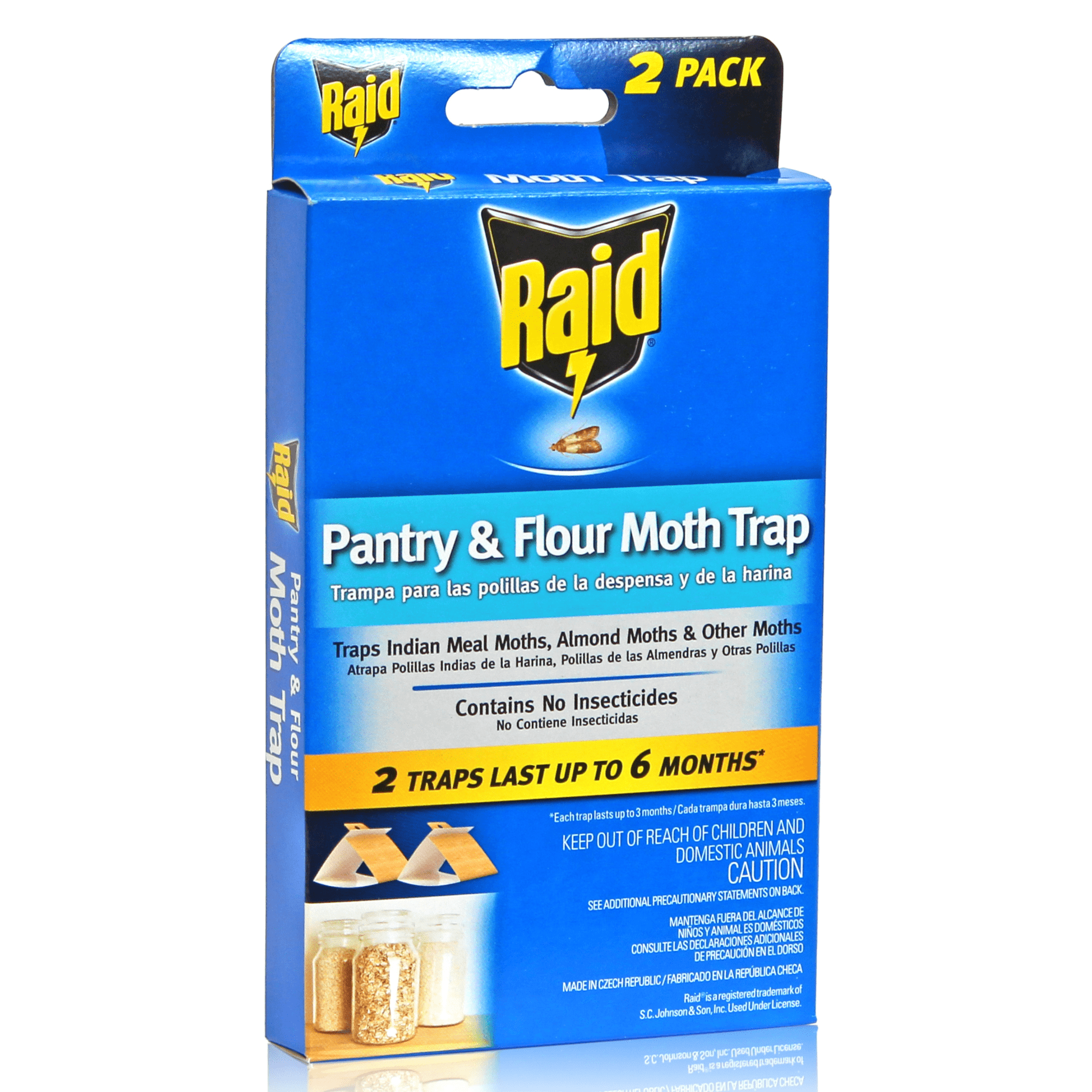 Raid Pantry & Flour Moth Trap with Lure, Sticky Glue Trap, 2 Count (12 ...