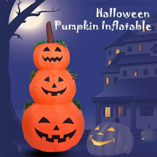 Halloween Pumpkin Inflatable, Stacked Pumpkins with Build-in LED Blow ...