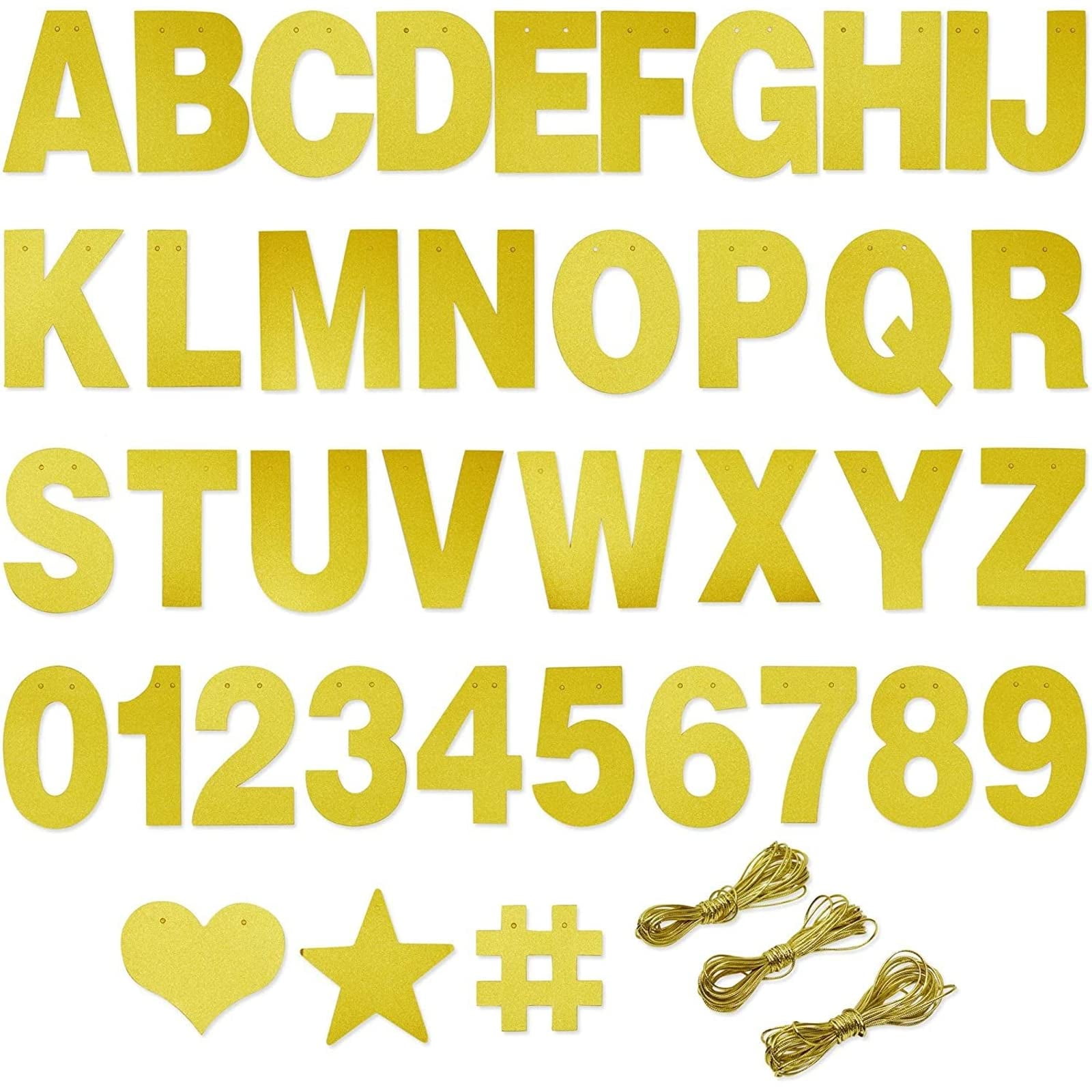 Bright Creations 130 Piece DIY Gold Glitter Make Your Own Banner Kit ...