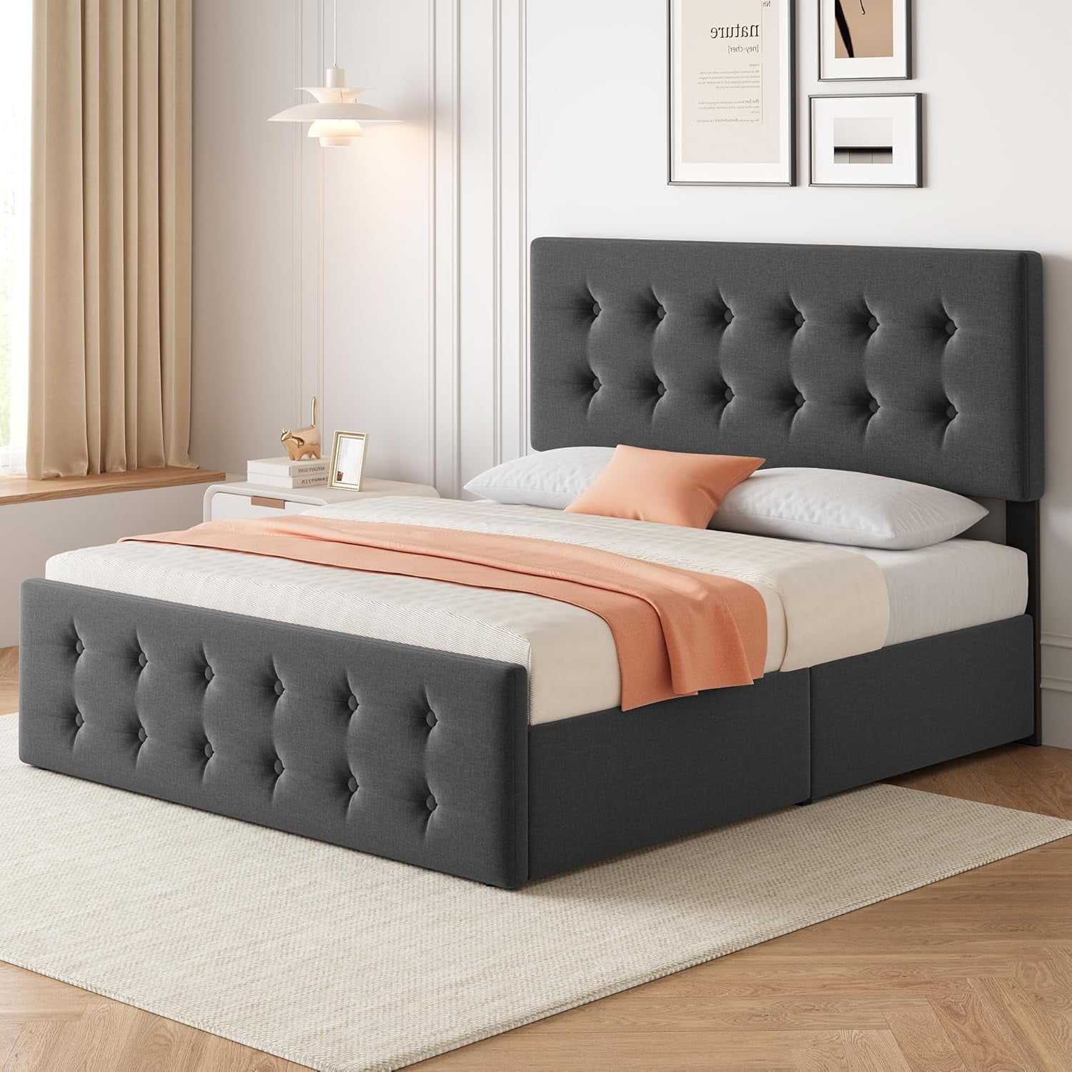 Click here for Eastvita Upholstered Queen Bed Frame With Adjustab... prices