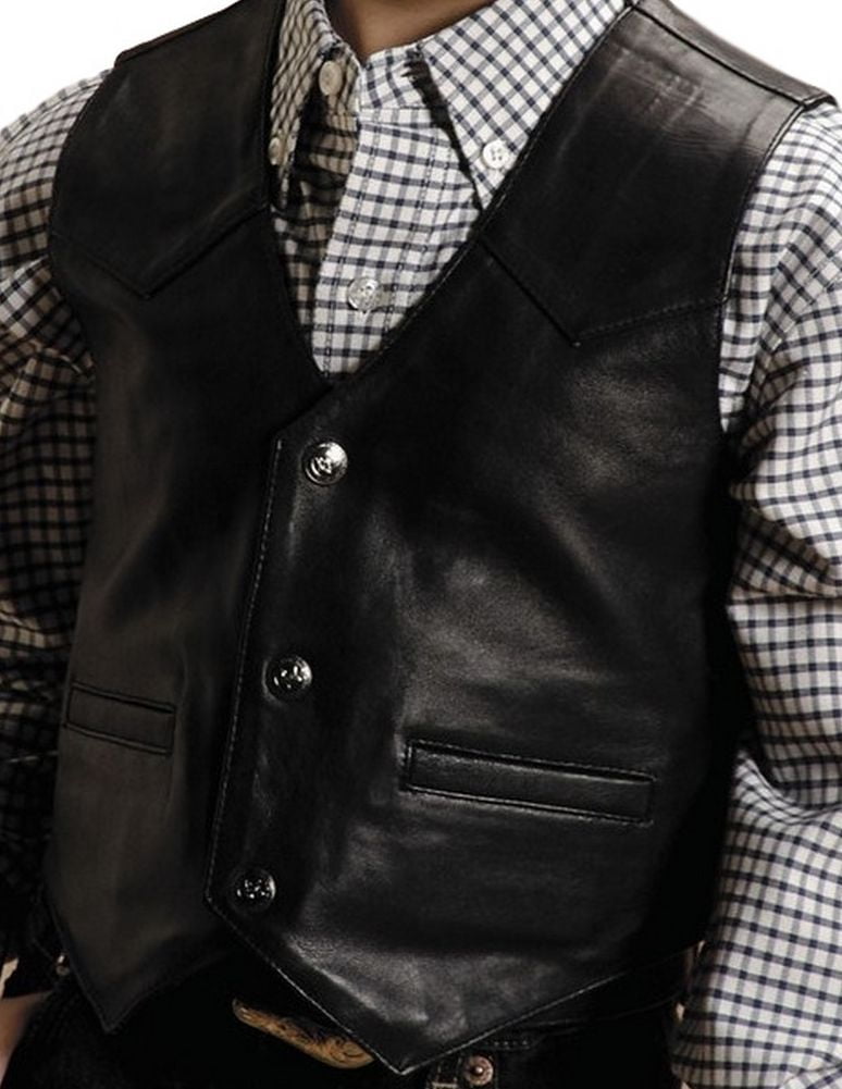 Roper Western Vest Boys Kids Leather Black 02-094-0520-0500 BL ...