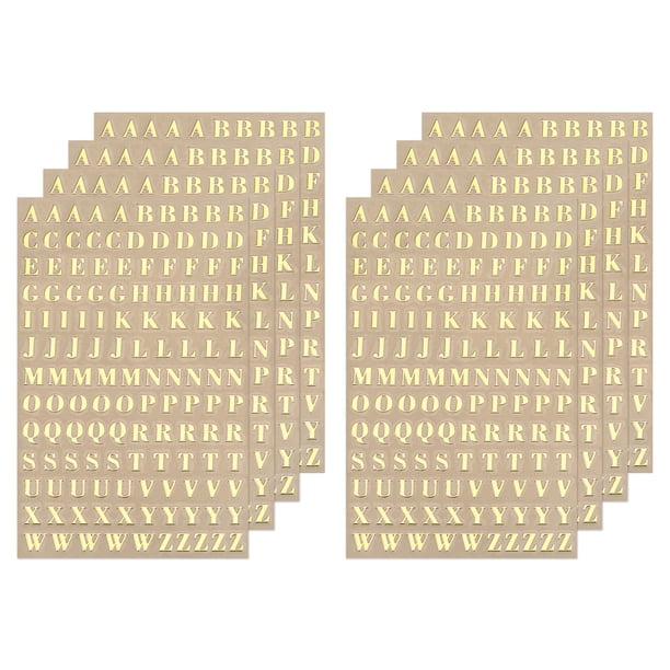 Letter Resin Stickers 8 Sheets Mini Alphabet Sticker Glitter Alloy ...