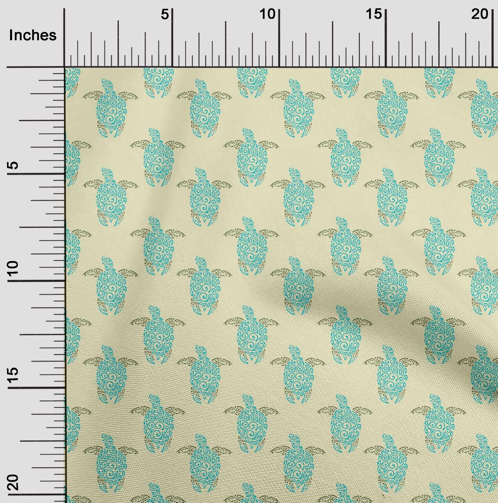 oneOone Silk Tabby Fabric Turtle Block Print Fabric By Yard 42 Inch ...