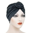 Peryerana Women Solid Color African Turban Flower Knot Pre Tied Bonnet