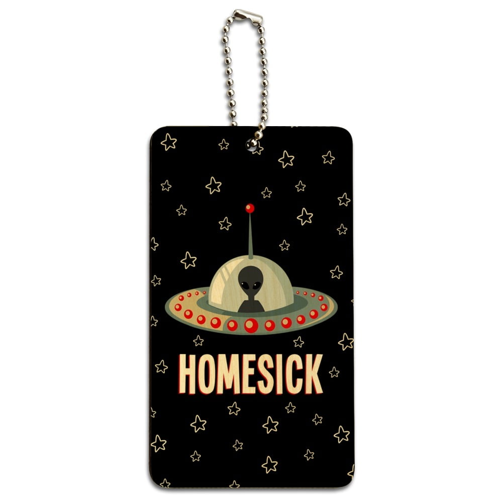 Homesick UFO Alien Funny Wood Luggage Card Suitcase Carry-On ID Tag ...