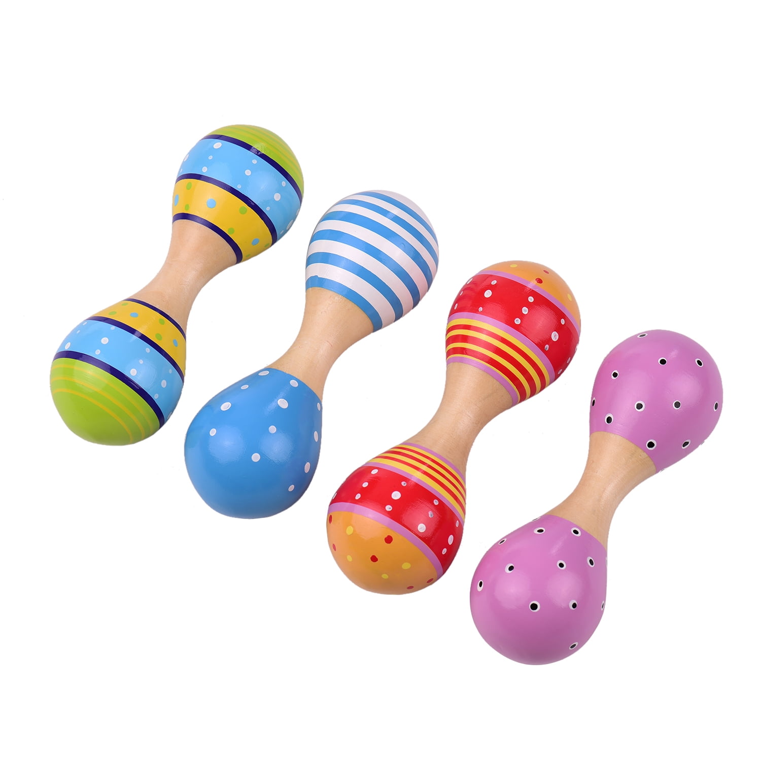 Juego de 4 Maracas de Madera para Niños, Instrumento Musical Colorido y ...