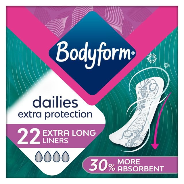 Pantyliners Intimate Hygiene Pack of 2 multiple Bodyform Extra Long ...