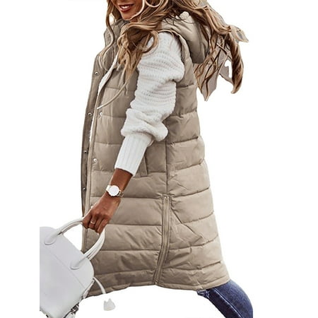 Innerwin Hooded Down Vest Solid Color Women Puffer Vests Holiday ...