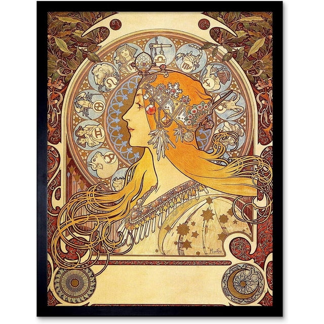 Alphonse Mucha 1896 Zodiac Signs Art Nouveau Old Master Painting Art ...