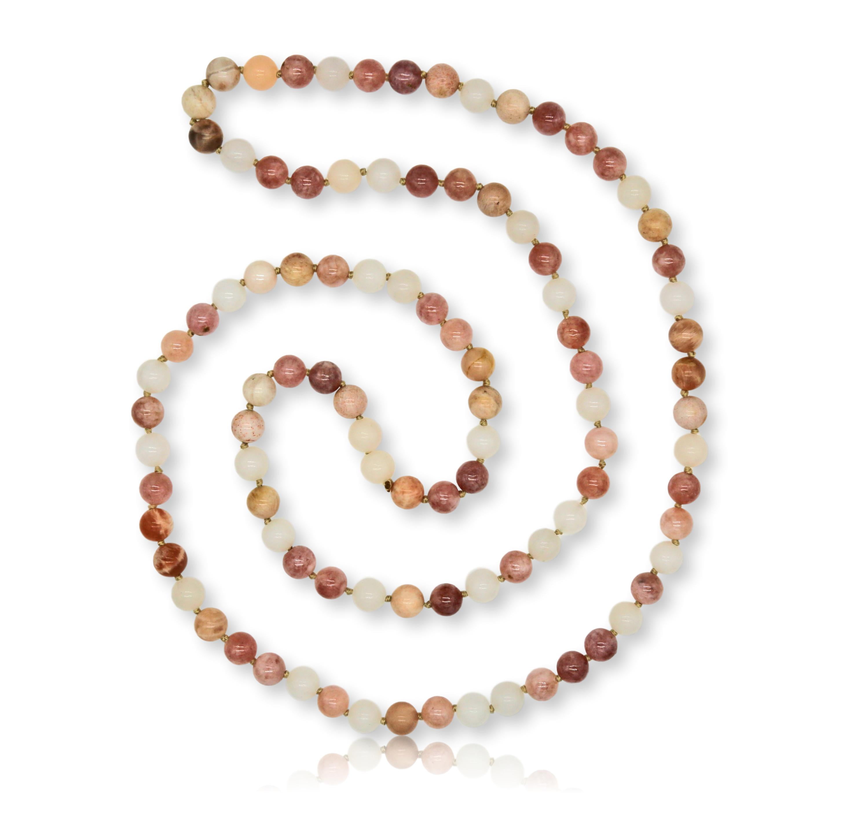 36 Inch 7-8MM Polished Genuine Multi-Color Mixed of Sun and Moon Stone ...