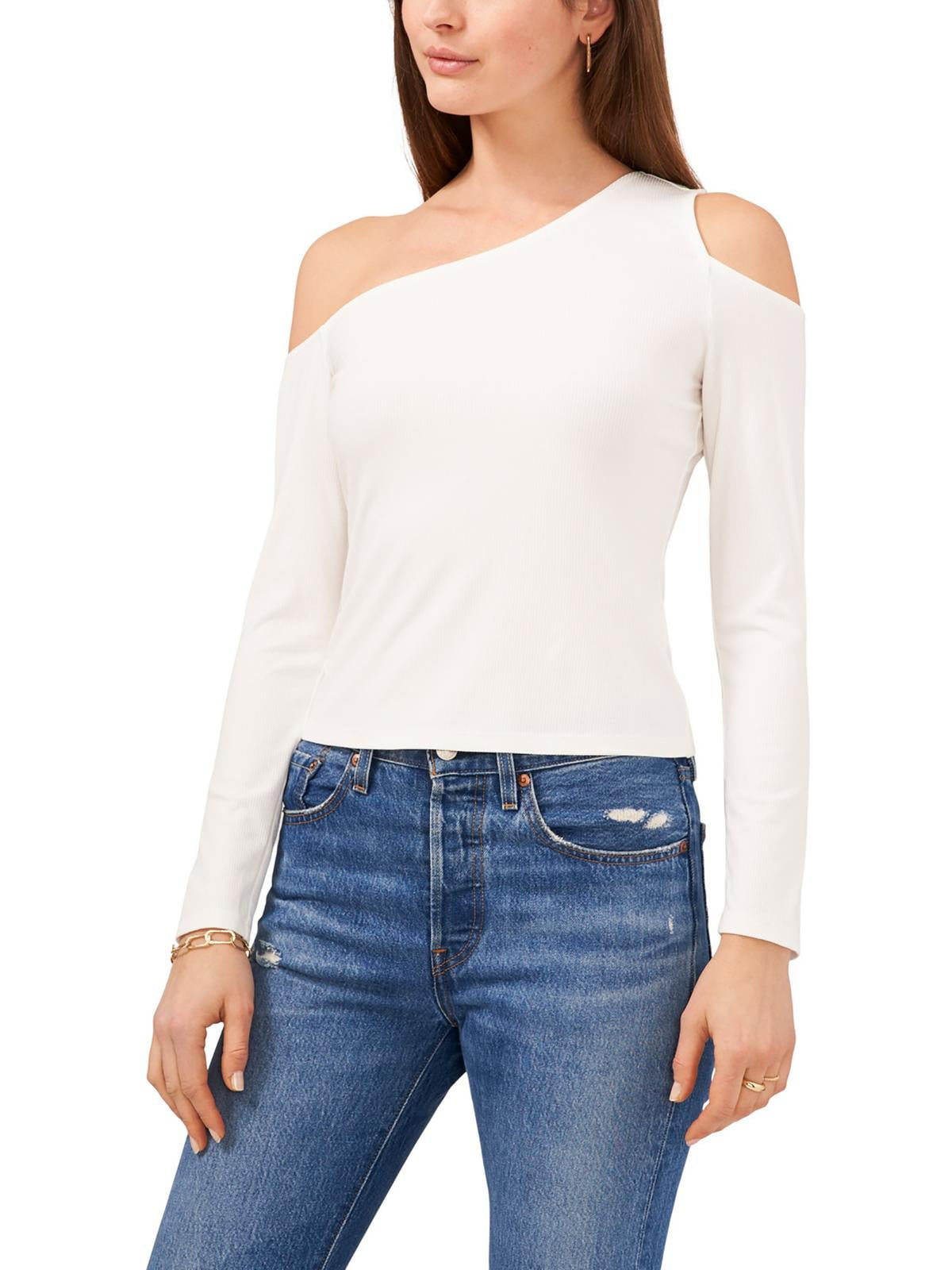 1.State Womens Stretch Ribbed One-Shoulder Pullover Top - Walmart.com