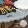 Cartoon Rocket Round Fitted Tablecloth with Elastic Edge, Moon Stars ...