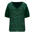 Casual Loose Neck Short Sleeve T Shirt with Sparkling Sequin Design for ...