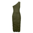 Army Lime Green Womens Going Out Sleeveless One Shoulder Dresses for ...