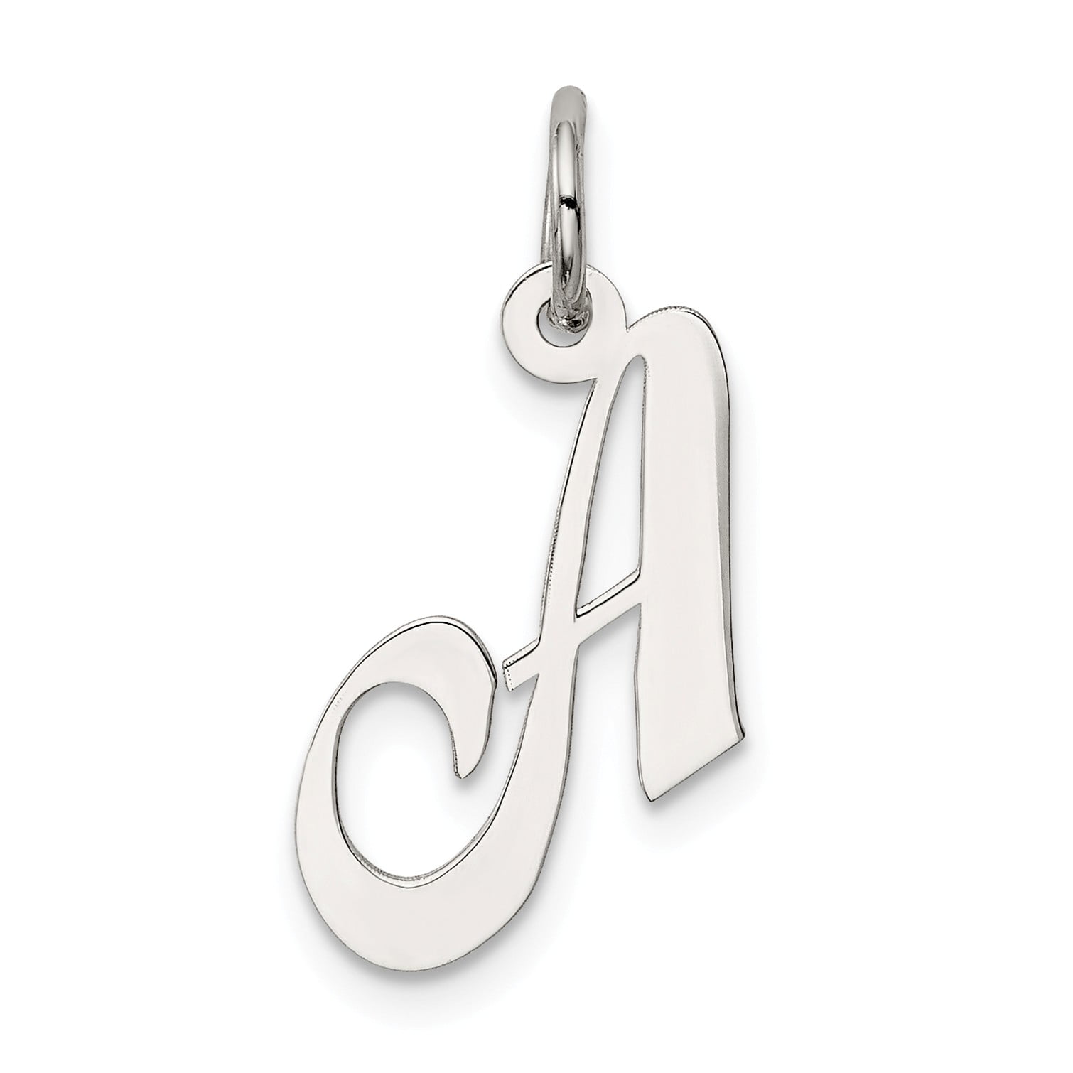 Sterling Silver Rhodium-plated Small Fancy Script Initial A Charm ...