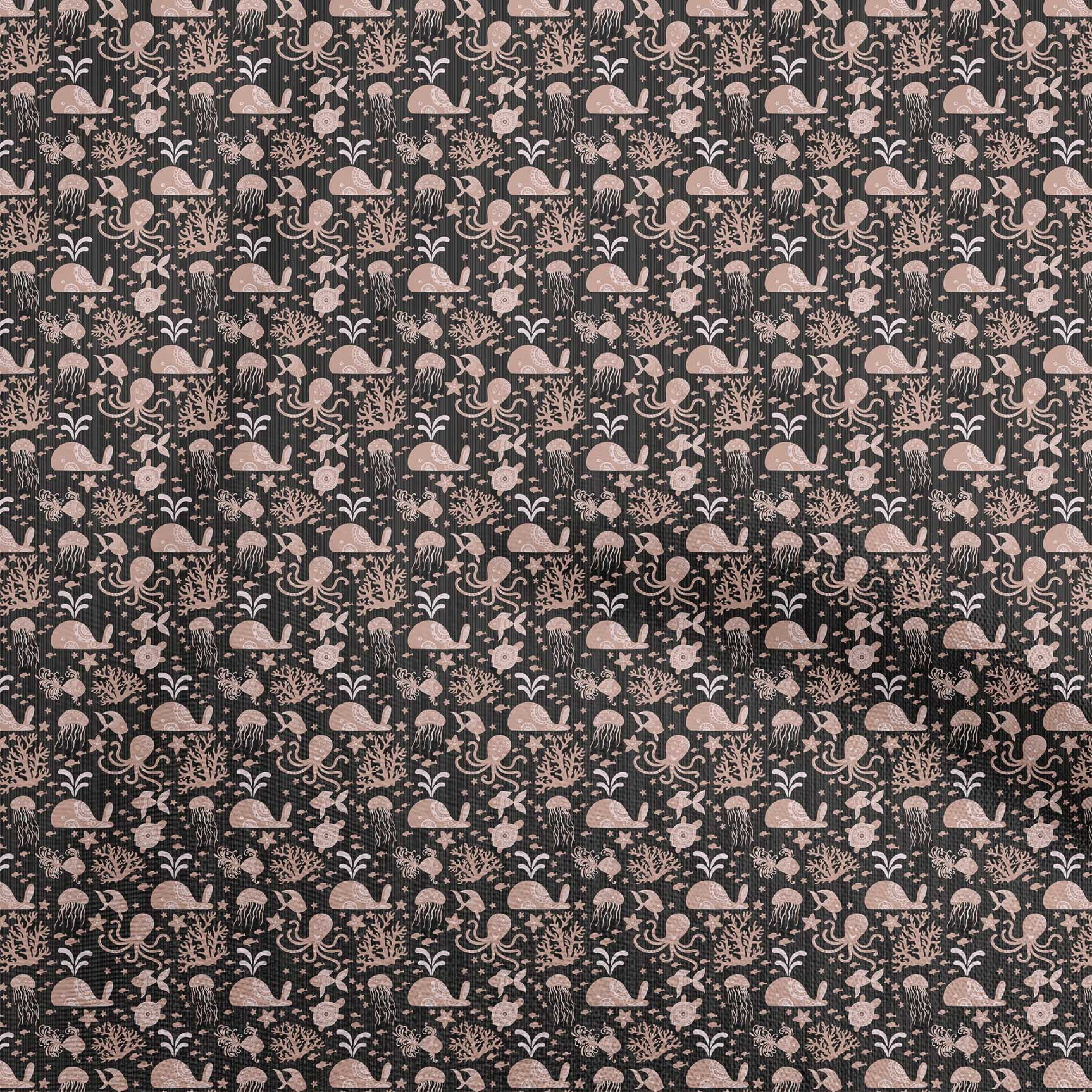 oneOone Silk Tabby Pink Salmon Fabric Ocean Underwater Life Sewing ...