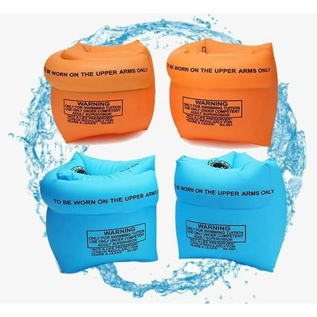 4 Pack Inflatable Swim Wristbands, Floating Roll Up Sleeves, Swim Arms ...