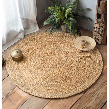 MDS Pack of 1 Pieces Hand Woven Jute Area Rug - 5 feet Round - Natural ...