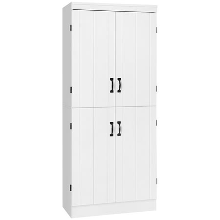 HOMCOM Kitchen Pantry Storage Cabinet, 6-tier Cupboard with 4 Doors ...
