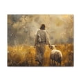 Affixzi Jesus Walking with Lamb Canvas Art, Faith Based Home Decor ...