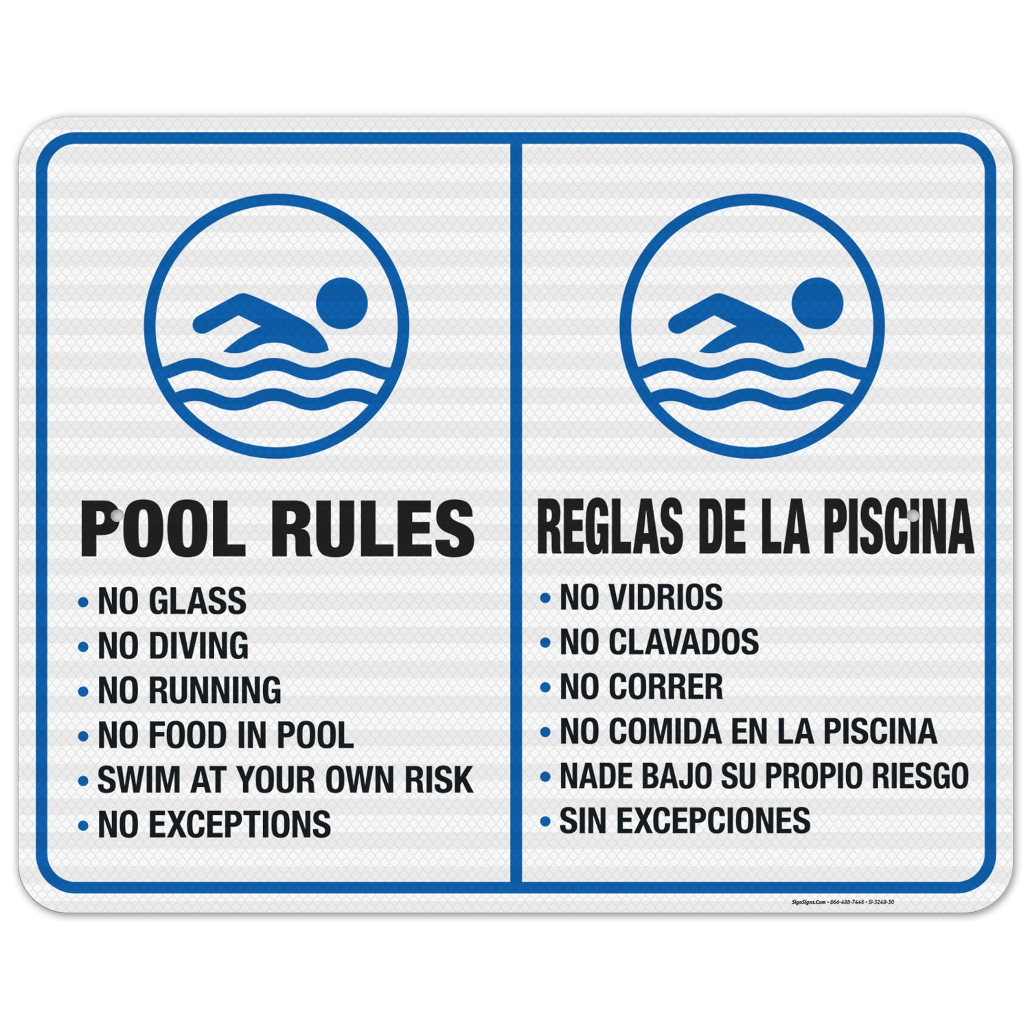 Pool Rules Sign Bilingual, English Spanish, - Walmart.com