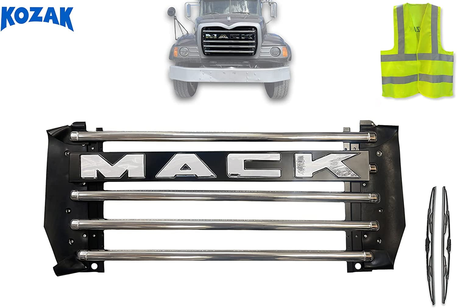 Kozak Chrome Metal Grille with MACK emblem Direct Aftermarket ...