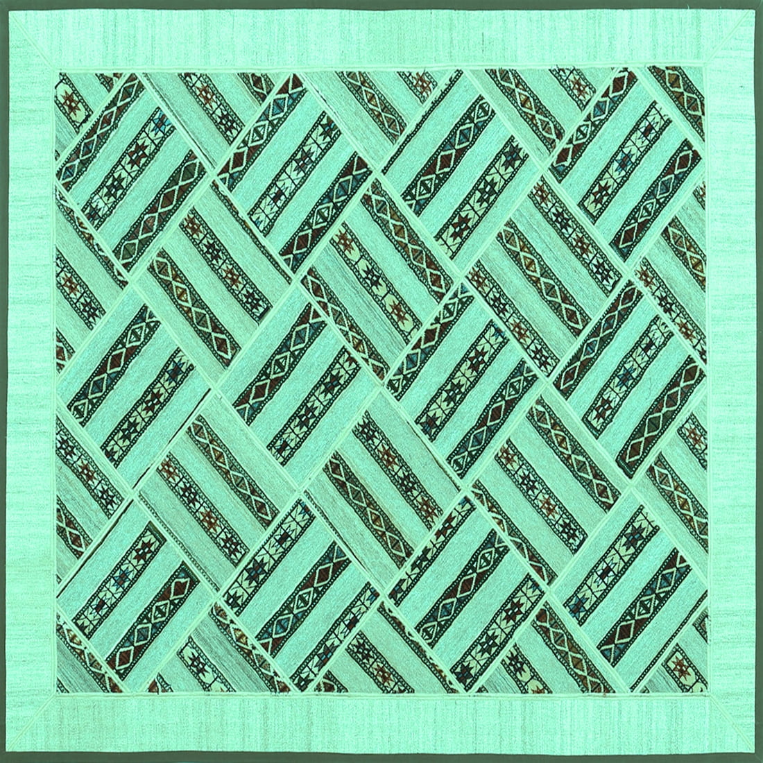 Ahgly Company Indoor Square Solid Turquoise Blue Modern Area Rugs, 6 ...