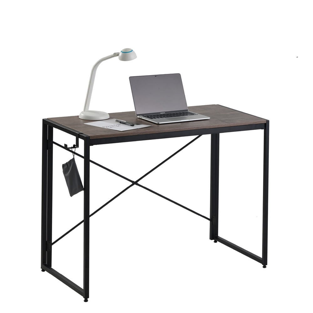 Folding Writing Table Desk Steel Frame Wood Computer Desk Workstation ...
