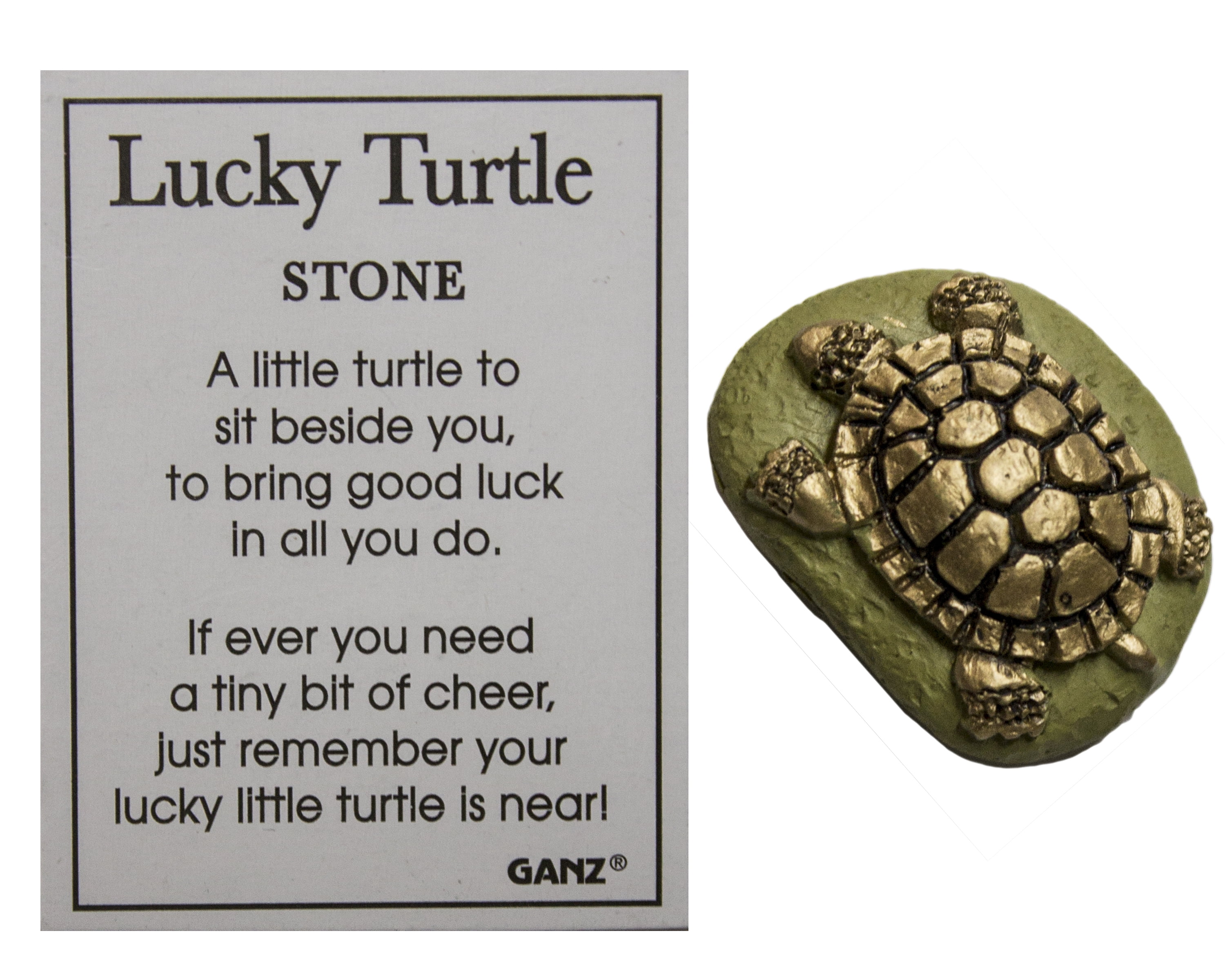 Ganz 1 Inch Lucky Turtle Pocket Stone with Story Card (Green/Gold ...