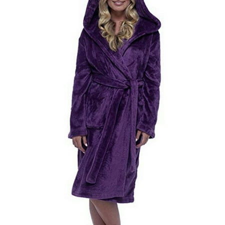 VOIANLIMO Women's Plus Size Bath Robes Soft Fleece Fluffy Plush ...