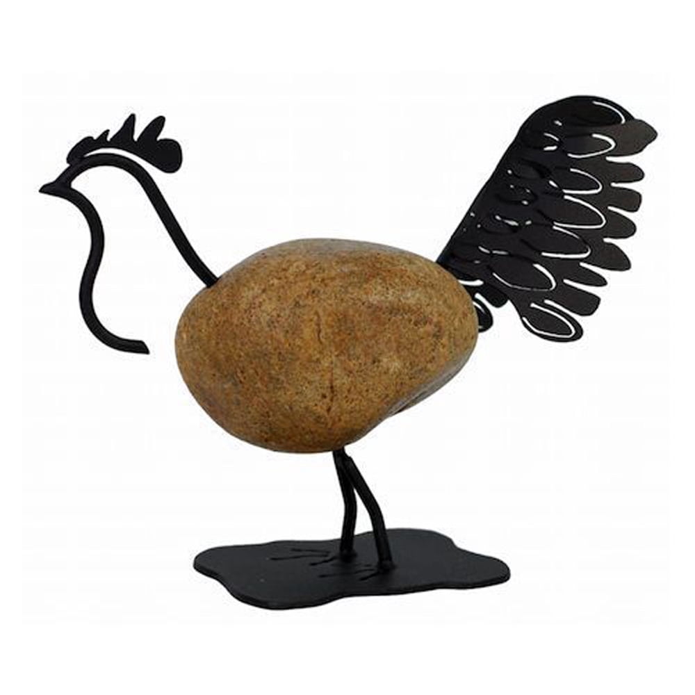 Francis Metal Works Hen Chicken Metal & Stone Garden Statue Sculpture ...