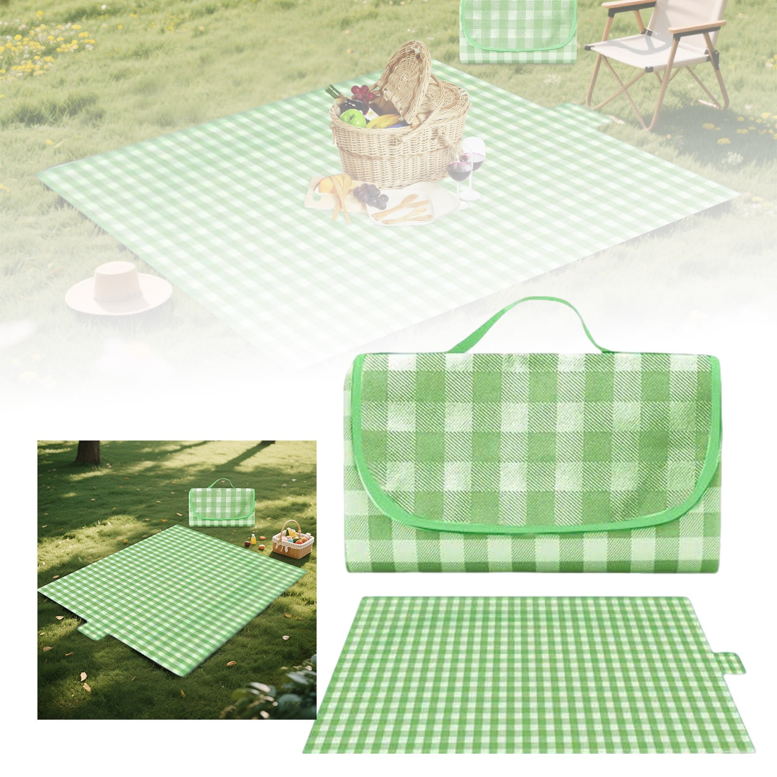 Click here for Hhsfuzhuangggg Picnic Blanket Green Grid Picnic Bl... prices