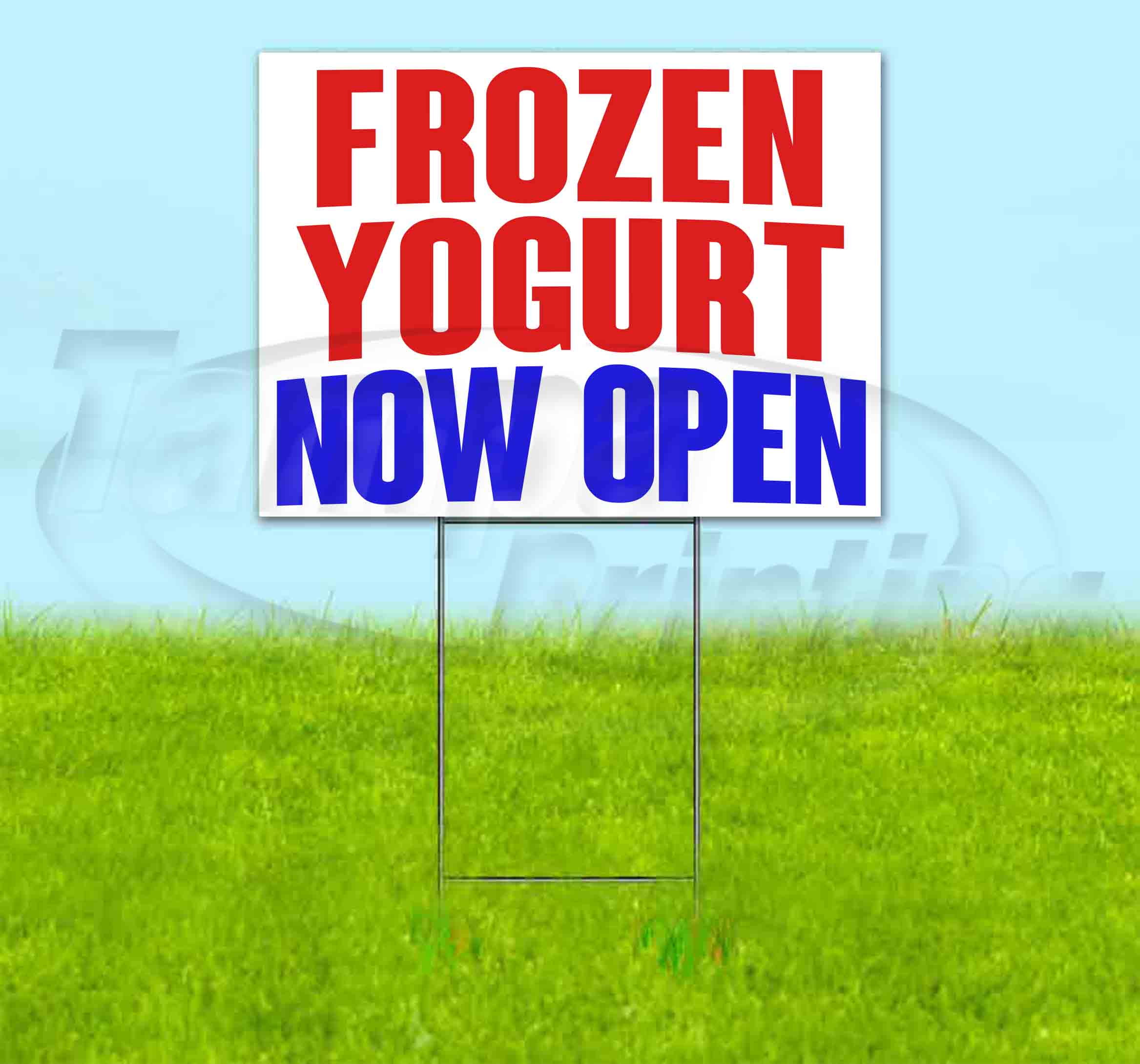 Frozen Yogurt Now Open (18" x 24") Yard Sign, Includes Metal Step Stake ...