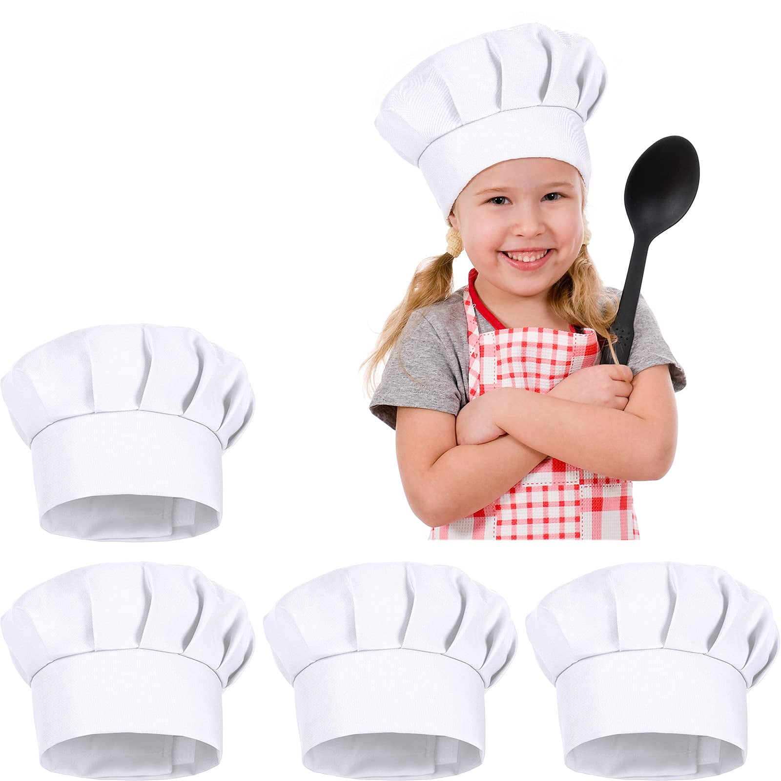 4 PCS Adjustable Kids Chef Hat Chef Toques Cooking Baker Chef Cap for ...