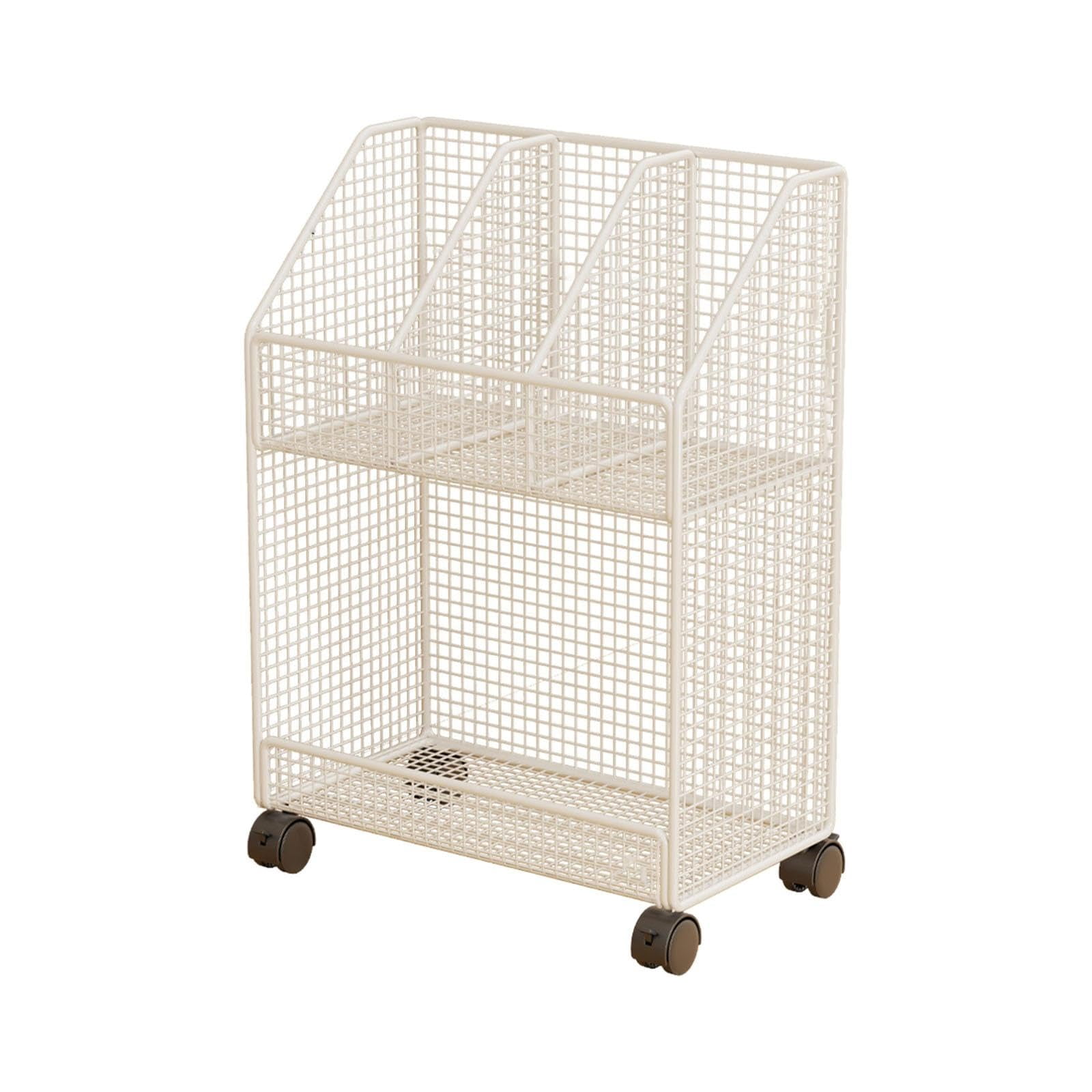 Click here for Jczshr White Rolling Book Cart Under Desk - 2 Laye... prices