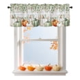 Curtain Valance for Windows, Thanksgiving Pumpkin Green Leaves Kitchen ...