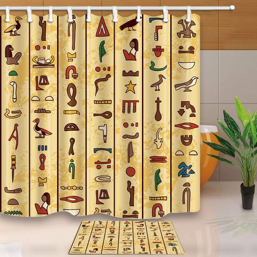 Artjia Multicolored Ancient Egyptian Hieroglyphics On Vintage Papyrus