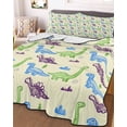 Dinosaur Quilts Bedding Set Full Size Cartoon Green Blue Purple Animal ...