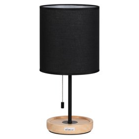 Black Bedside Table Lamp Modern Style Black Hollowed Out Base with Tan ...