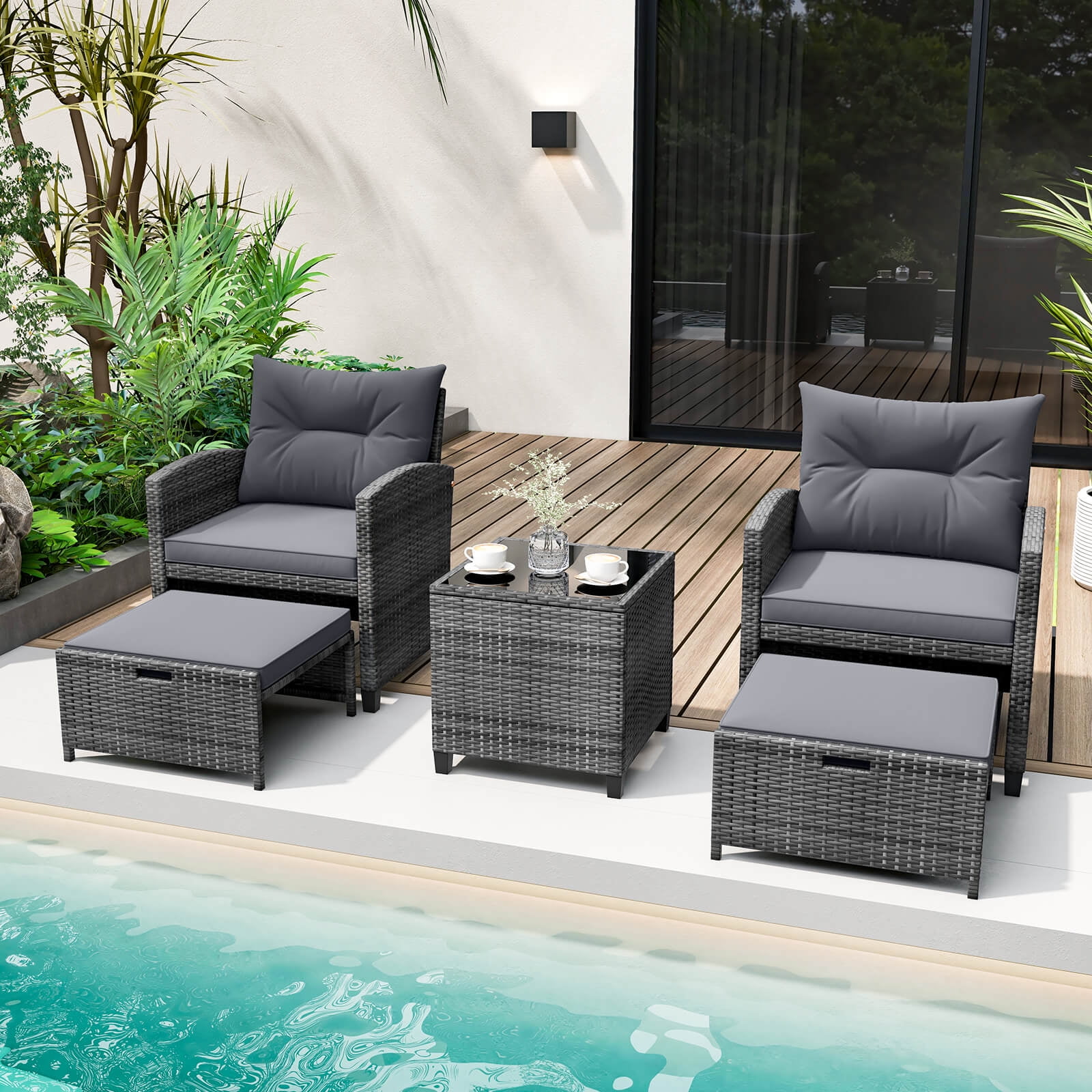 Click here for Costway 5 Piece Patio Rattan Furniture With 2 Otto... prices