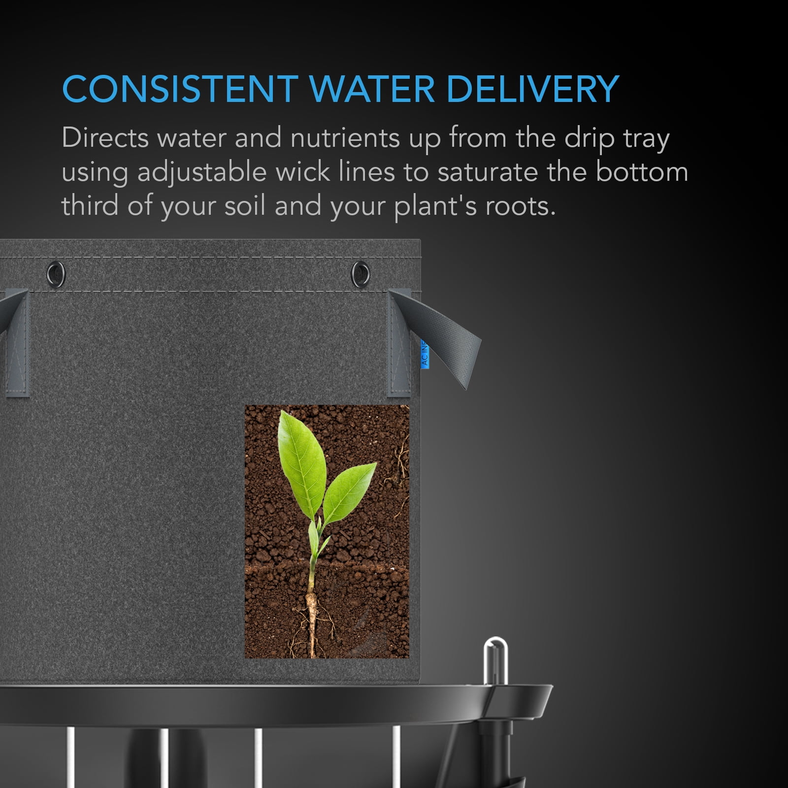 Buy AC Infinity Self-Watering Fabric Pot Base, 4-Pack Auto-Irrigation ...