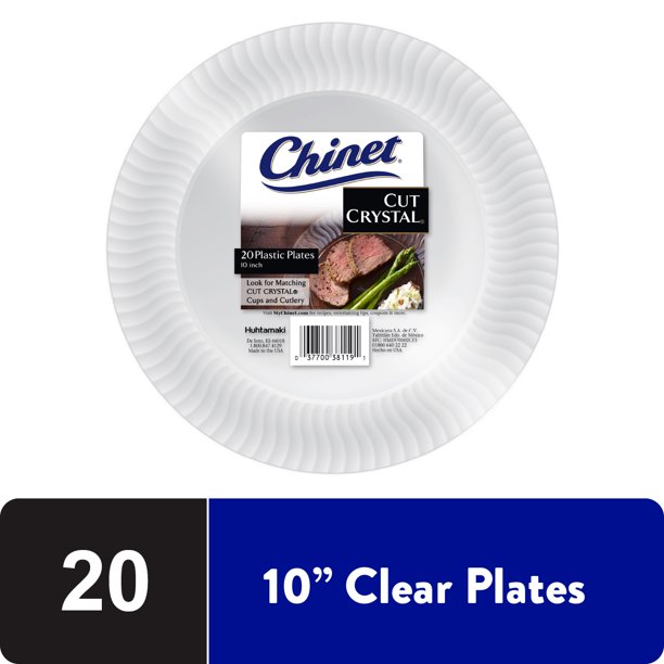 Chinet Cut Crystal Clear Plastic Plates, 10”, 20 Count - Walmart.com ...