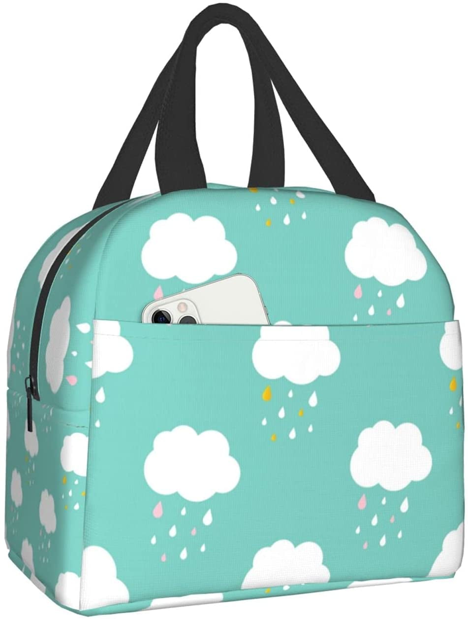 NICKSUN Cute Clouds Pattern Lunch Bag, Insulated Portable Lunch Bag for ...