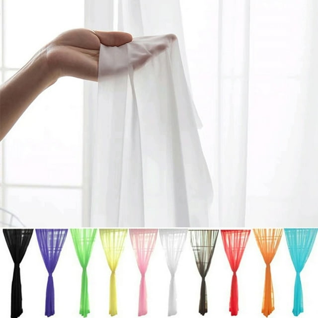 2 Piece Sheer Curtains Voile Window Treatment Rod Pocket Curtain Panels ...