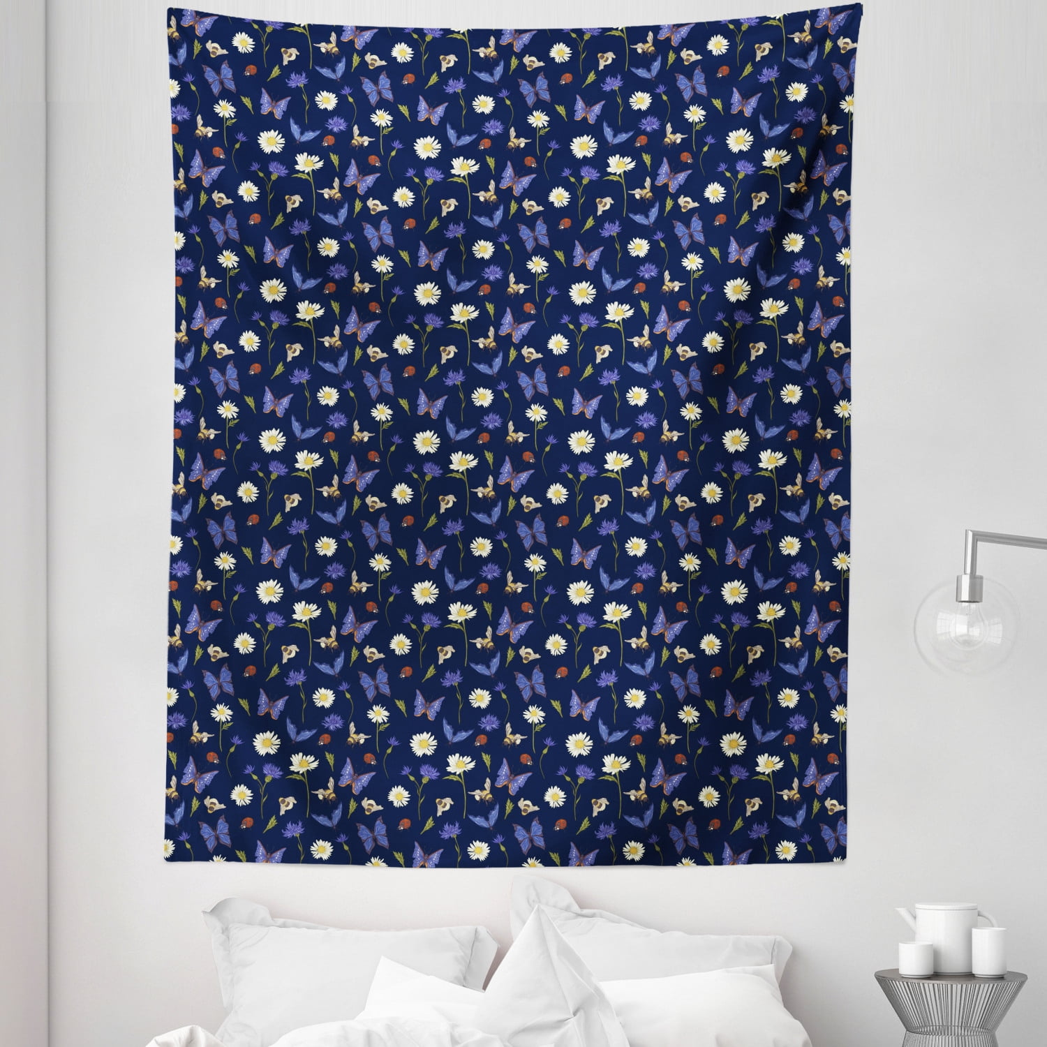 Spring Tapestry, Vintage Style Butterflies Ladybugs and Blossoming ...