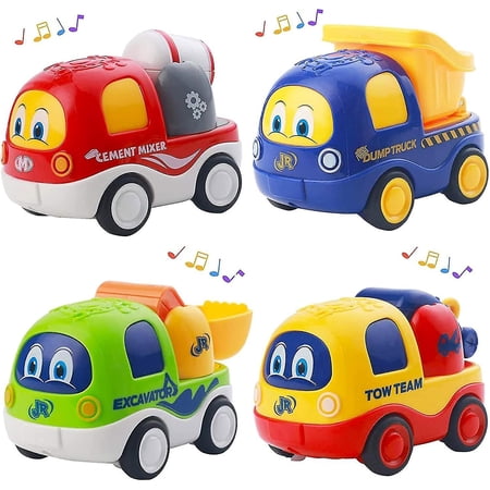 Music Car Toys For Toddler 1 2 3 Years - 4 Piece Music Pull Back Cars ...