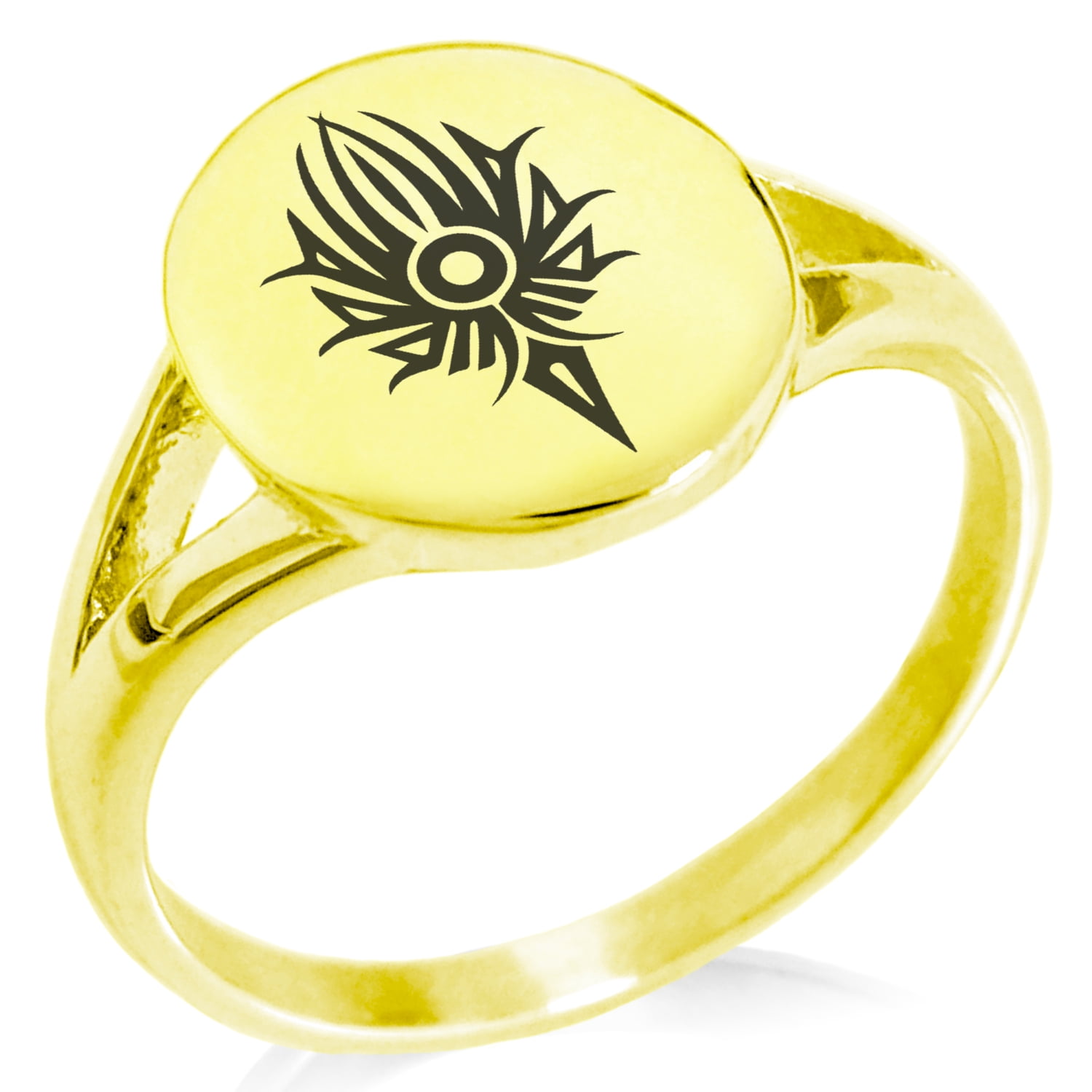 Stainless Steel Tribal Torch Rune Minimalist Oval Top Polished ...