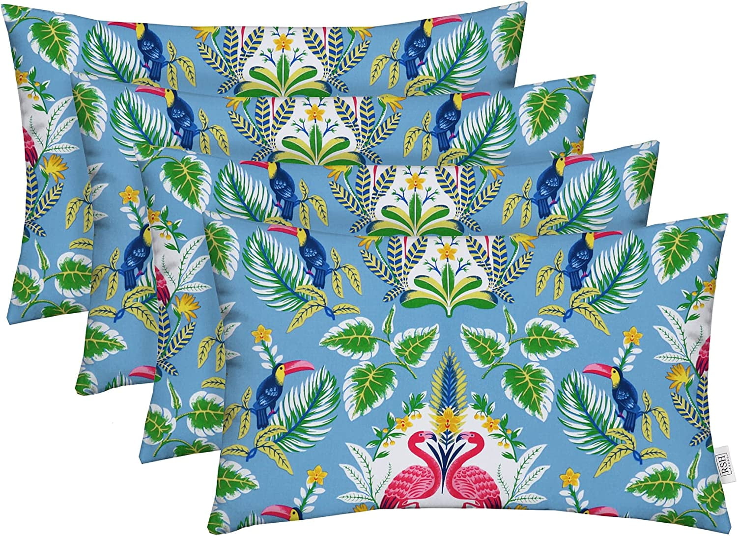 RSH Décor Indoor Outdoor Set of 4 Pillows, 20" x 12", Flamingo Flirt ...