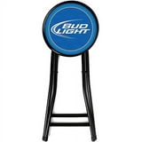Trademark Global Bud Light 24 Inch Cushioned Folding Bar Stool, Black ...