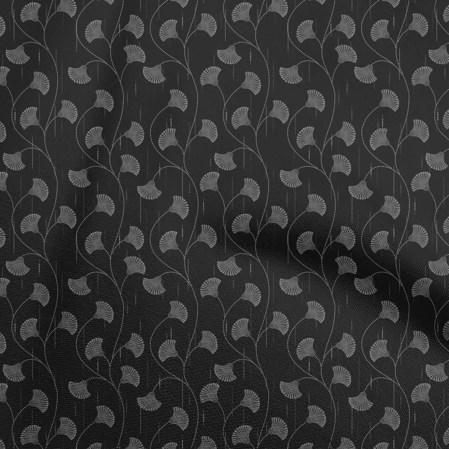 oneOone Silk Tabby Gray Fabric Floral Dress Material Fabric Print ...